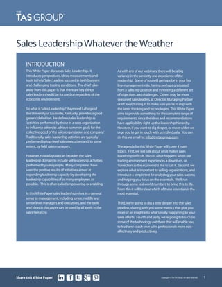 Sales White Paper: Sales Leadership Whatever The Weather | PDF