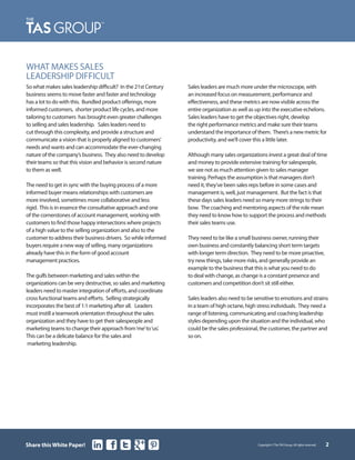 Sales White Paper: Sales Leadership Whatever The Weather | PDF