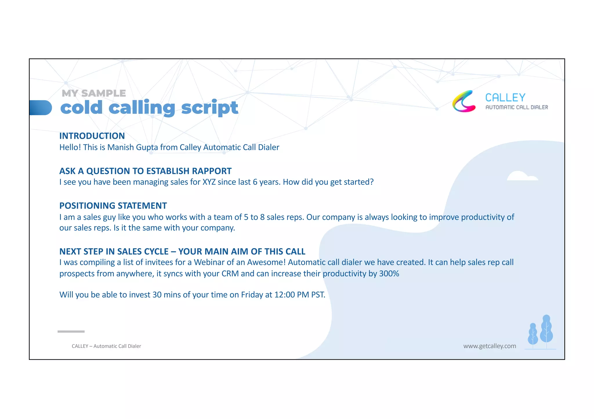 Sales Pitch Template Builder for Cold Calling Teams | PDF