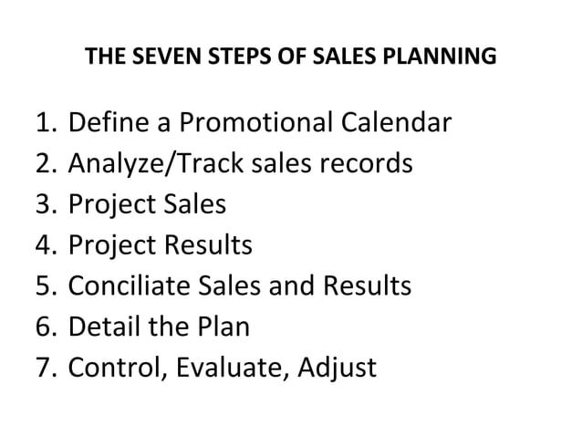 THE SEVEN STEPS OF SALES PLANNING | PPT
