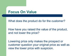 Sales Selling Value - Not Price | PPT