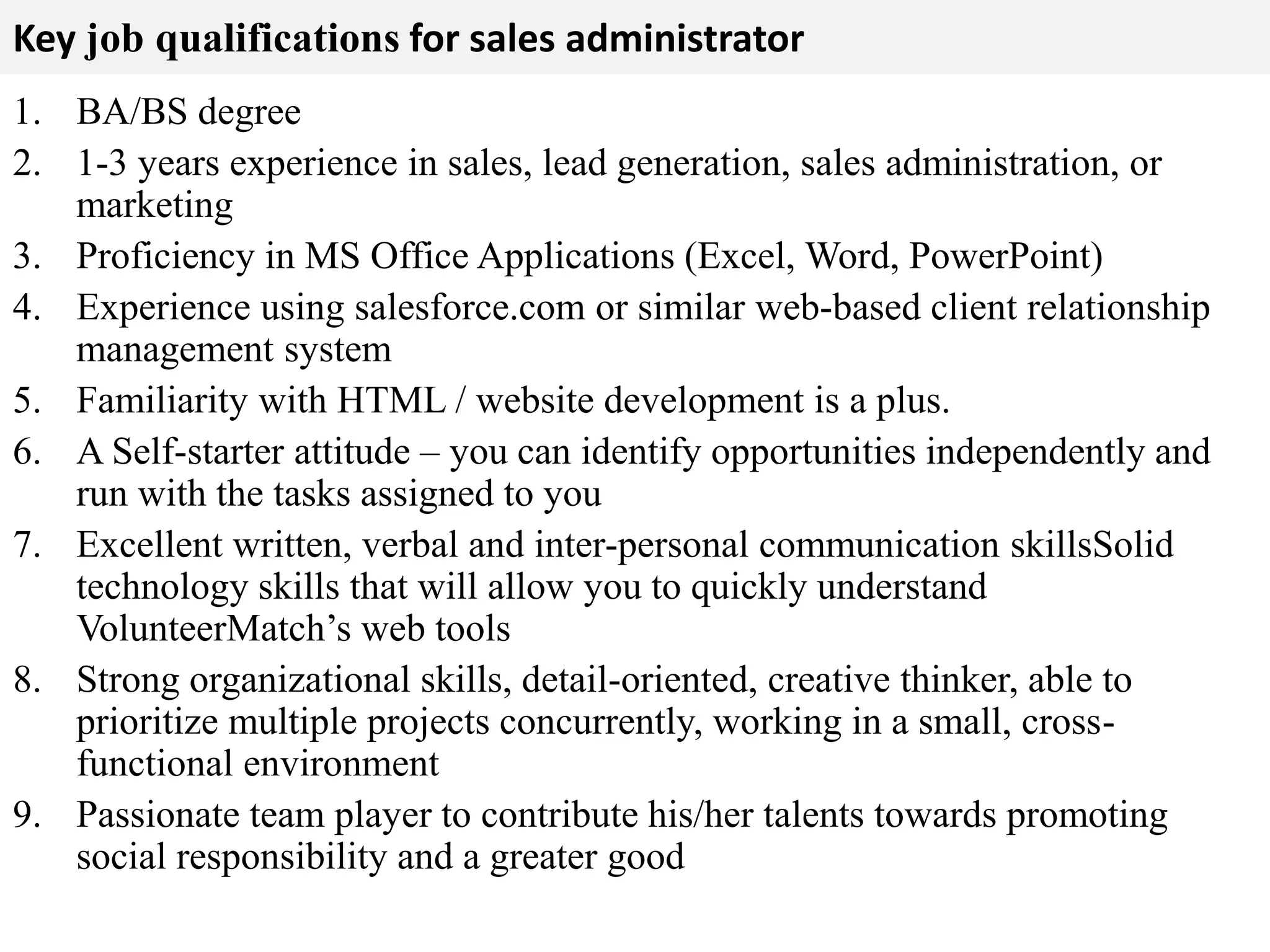 Sales administrator job description | PPTX