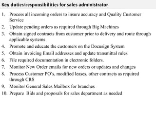 Sales administrator job description | PPTX