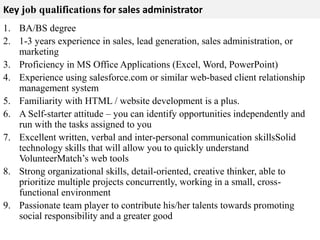 Sales administrator job description | PPTX | Resume Writing and Advice ...