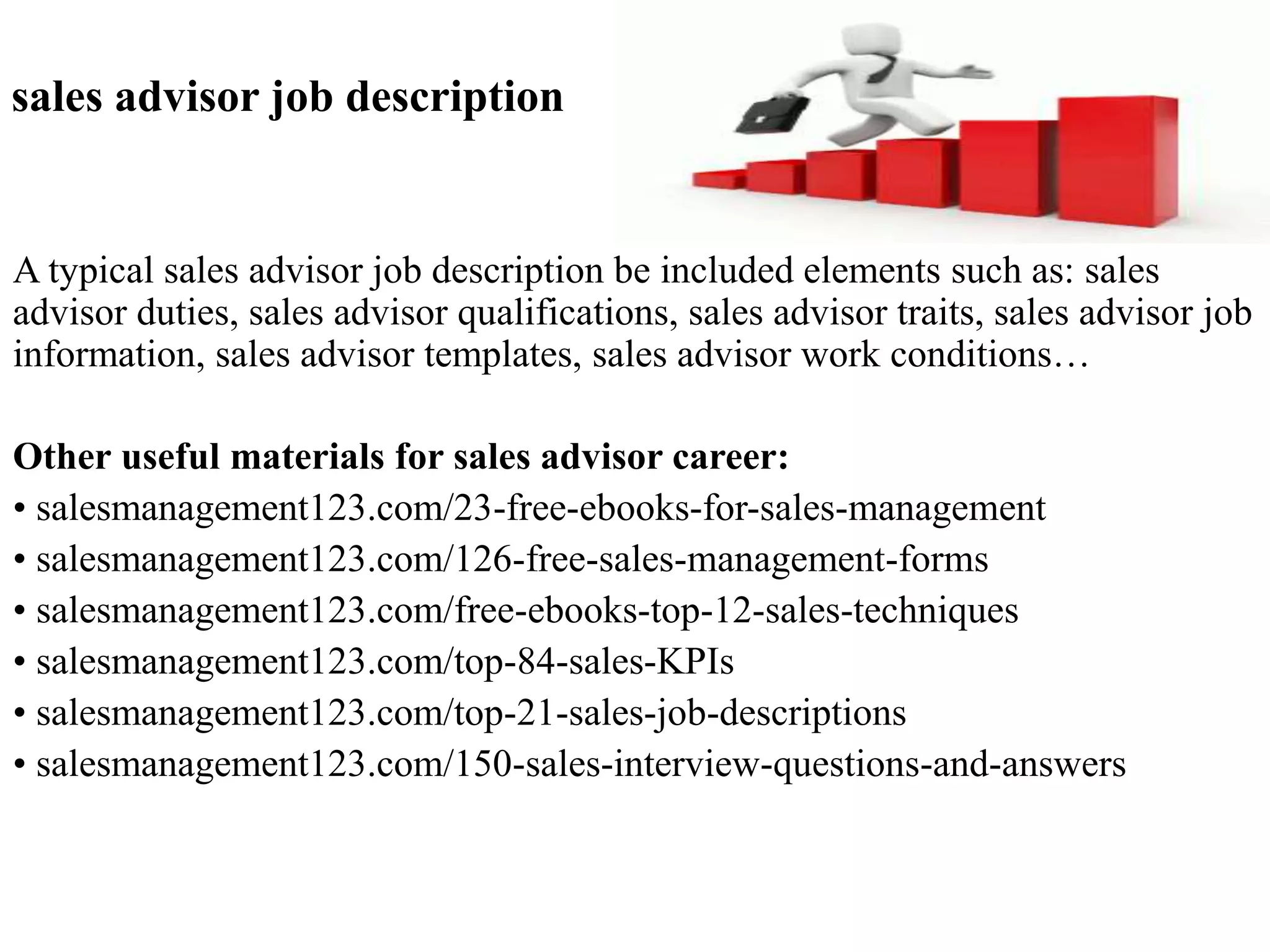 Sales advisor job description | PPTX