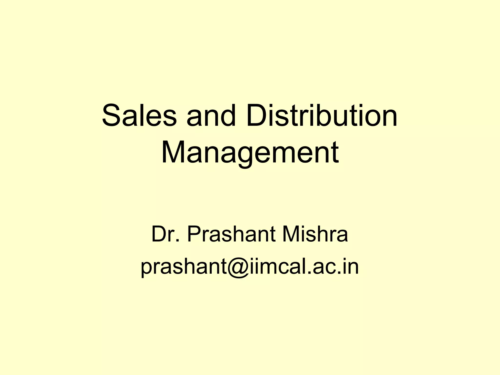 Sales And Distribution Management | PPT