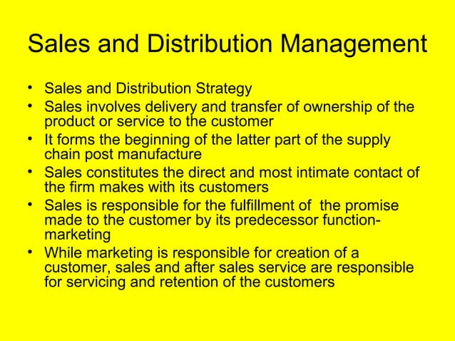 Sales and distribution management | PPT