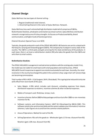 Sales and distribution model of zydus wellnes | DOCX
