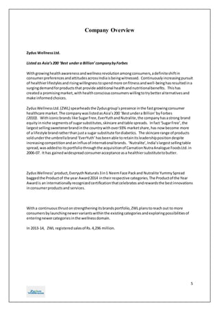 Sales and distribution model of zydus wellnes | DOCX