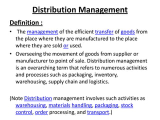 Sales and distribution ppt | PPTX
