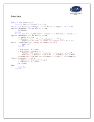 Sales and inventory management system project report | DOC