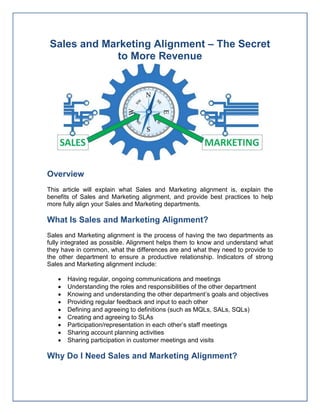 Sales and Marketing Alignment - The Secret to More Revenue | PDF