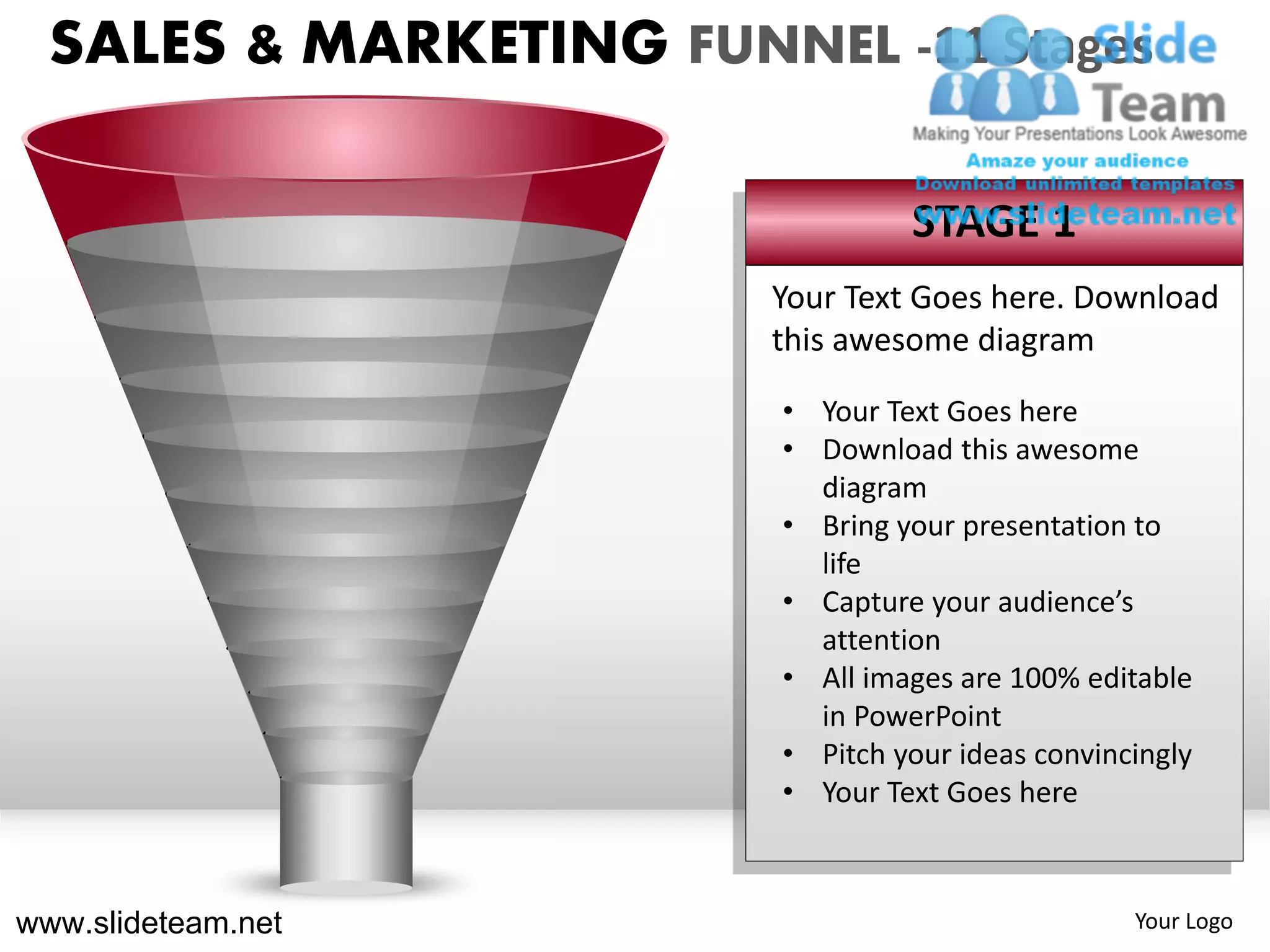 Sales and marketing funnel 11 stages powerpoint ppt templates. | PPT