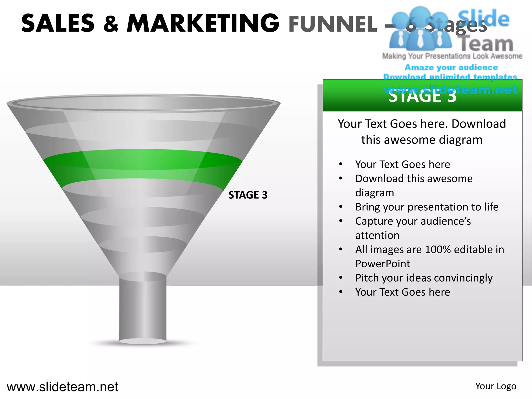 Sales and marketing funnel 6 stages powerpoint presentation templates ...