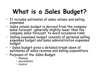 Sales Budgeting Importance & Scheduling of Sales | PPT