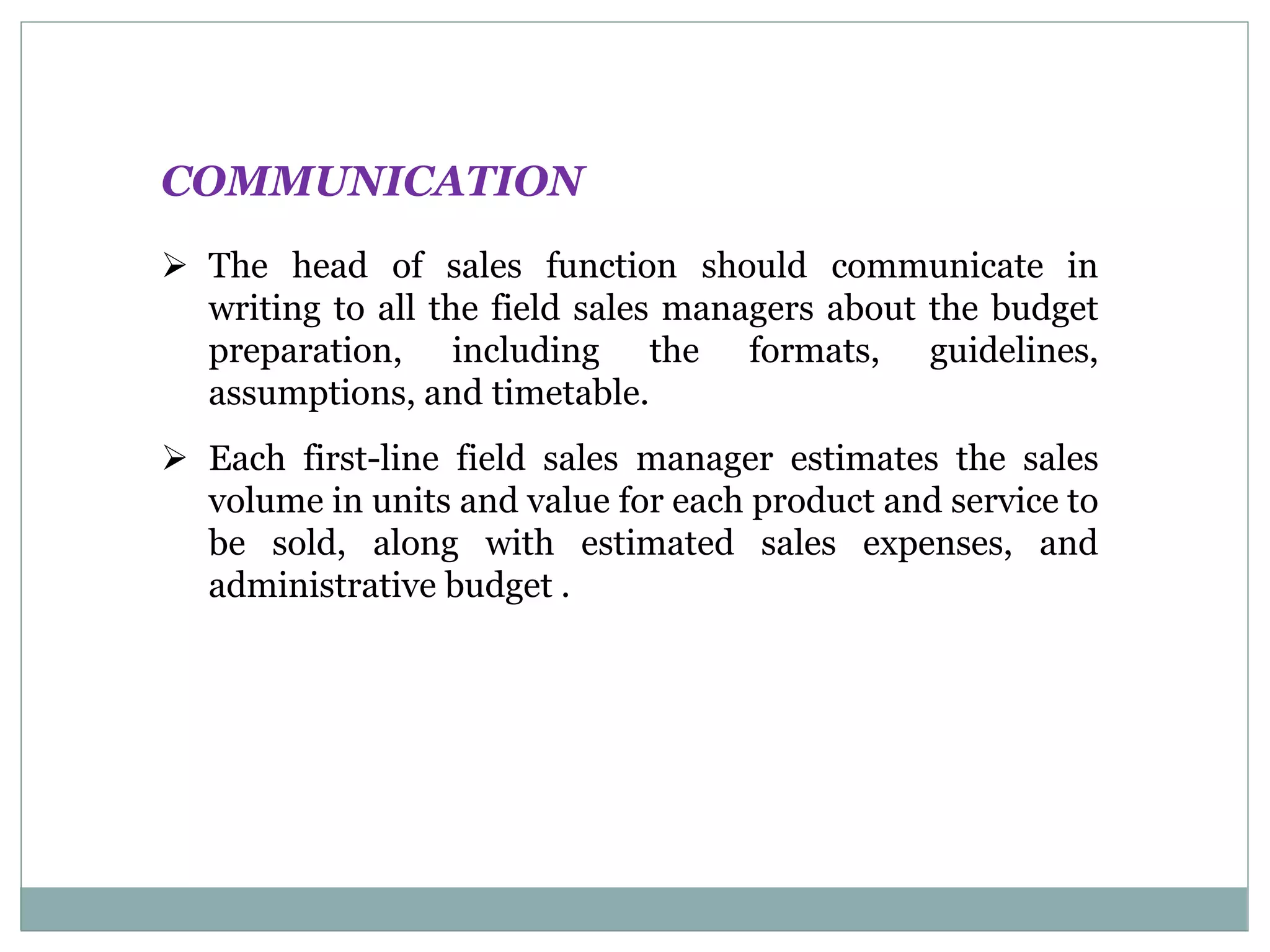 Sales budget process | PPTX