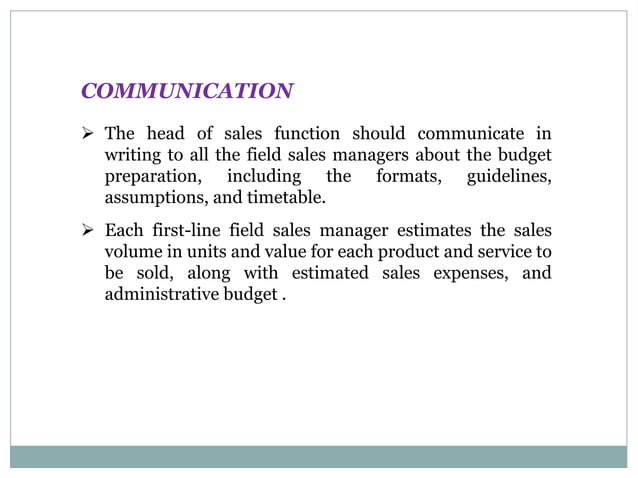 Sales budget process | PPTX