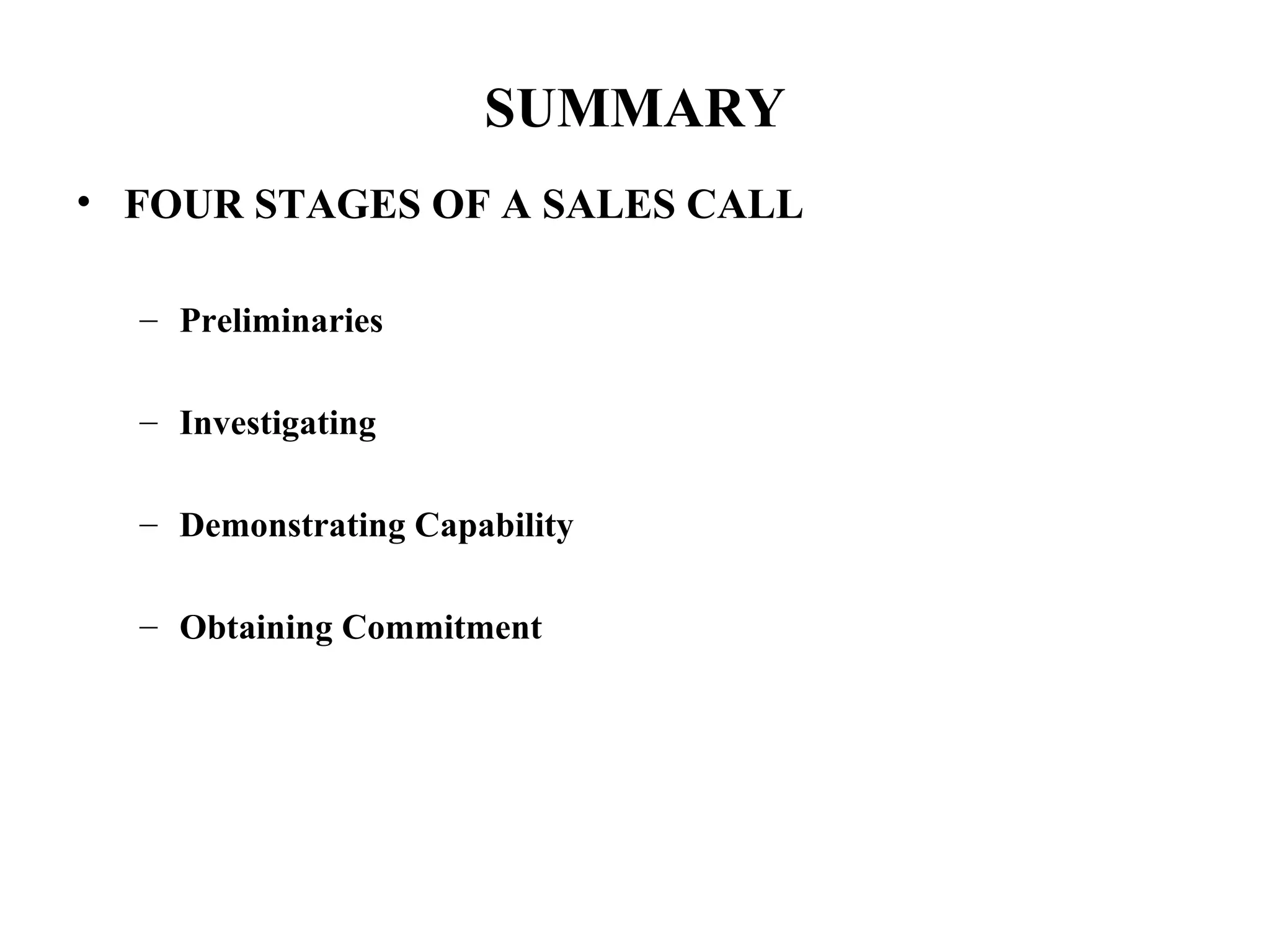 Four Stages of a Sales Call | PPT