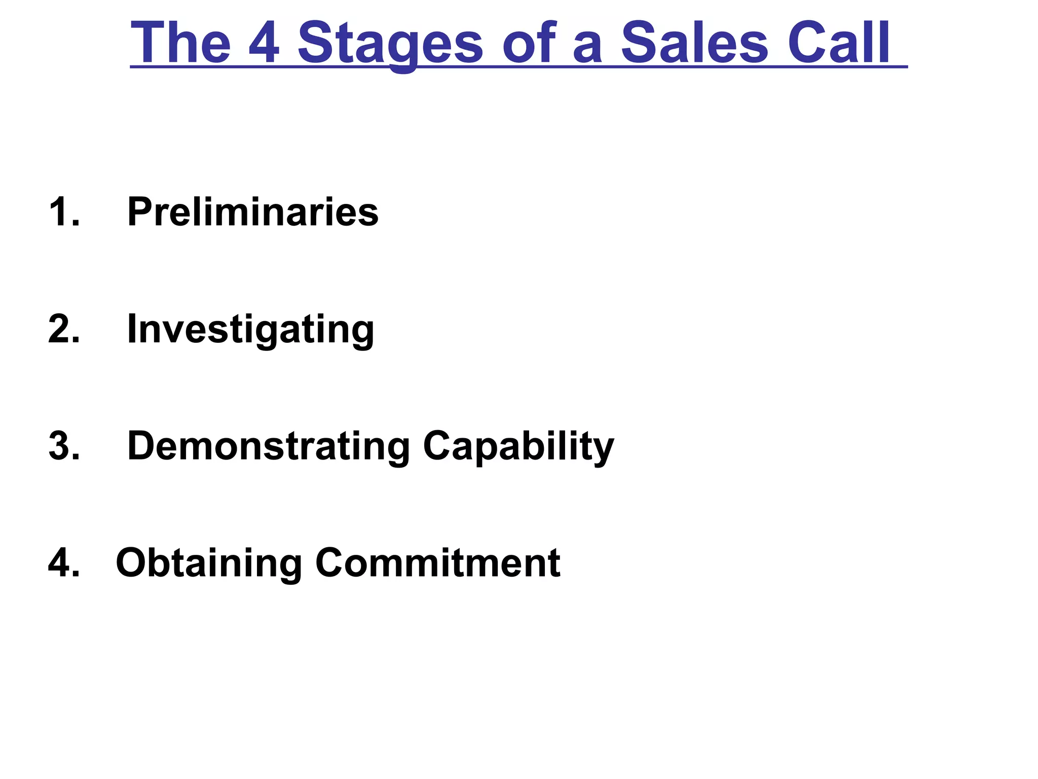 Four Stages of a Sales Call | PPT
