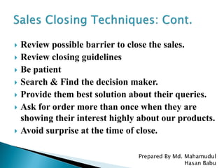 Sales Closing Tactics & Technique | PDF
