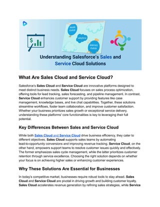 Sales Cloud vs. Service Cloud: Which Solution is Right for Your Business? | PDF