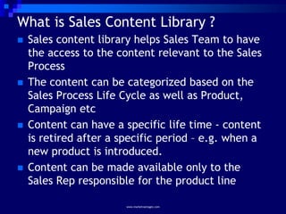 Sales Content Library - Why and What ? | PPT