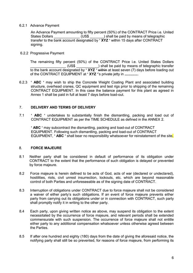 Sales Contract For a Coating - CLEAN DRAFT.doc