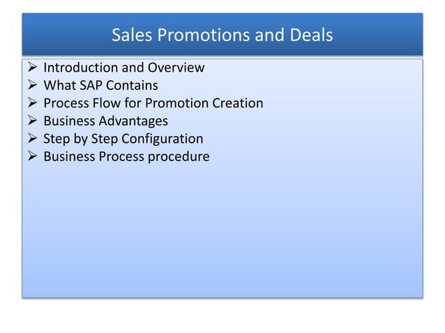 Promotions and Deals in SAP Sales | PPTX | Sales | Business