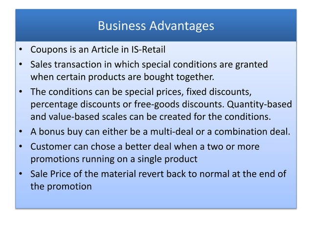 Promotions and Deals in SAP Sales | PPTX | Sales | Business