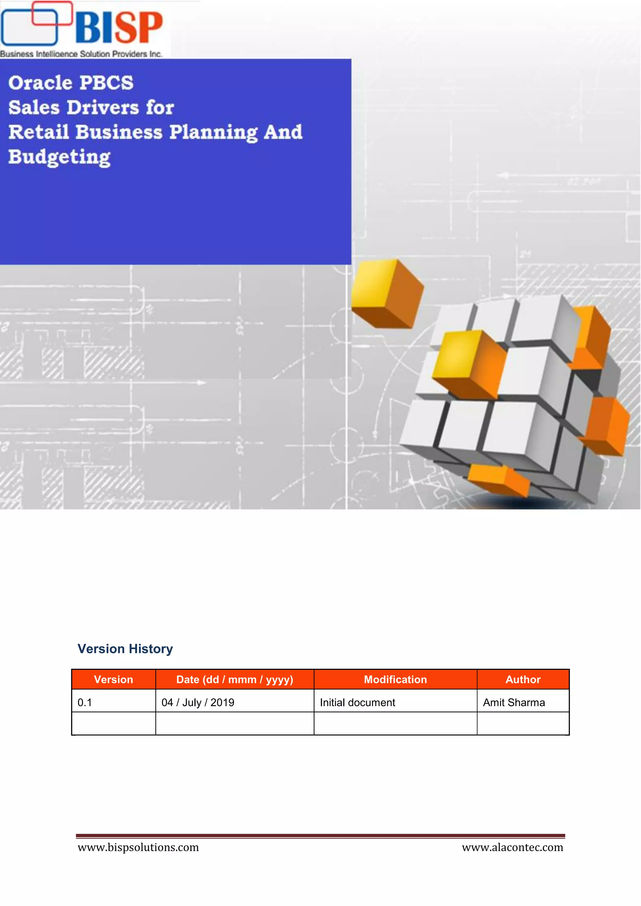 Oracle PBCS Sales driver for retail Business | PDF