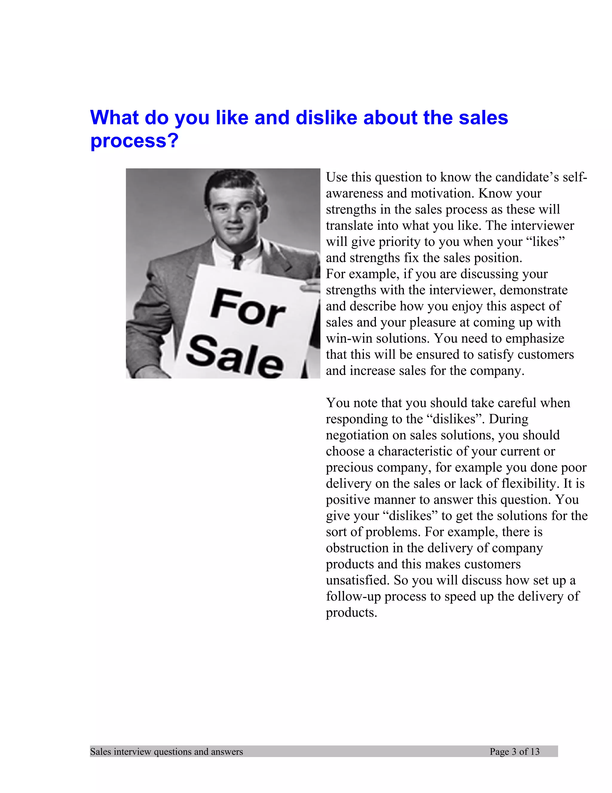 Sales executive interview questions | DOC