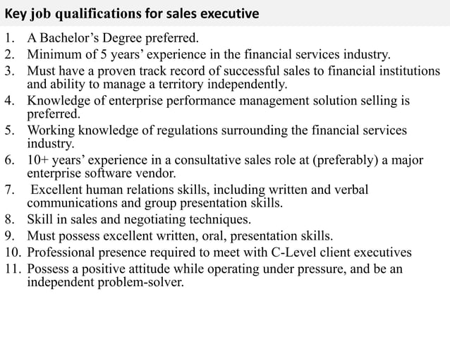 Sales executive job description | PPT