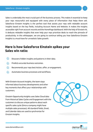 Salesforce Einstein Insights: Boost Sales with AI | White Paper | PDF