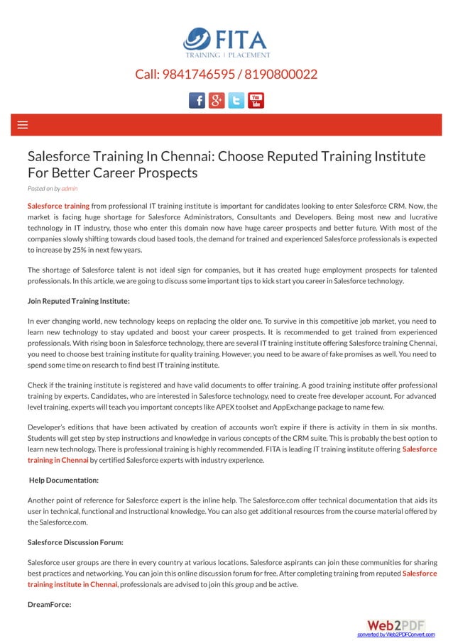 Salesforce Training in Chennai | PDF