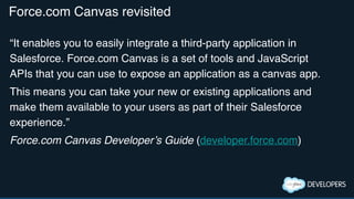 Salesforce1 dev week UYSDUG 2014 - the force canvas spark | PDF | Web Development | Internet