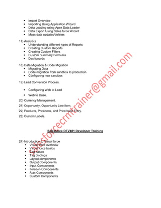 Salesforce CRM Administration and Developer Training | PDF