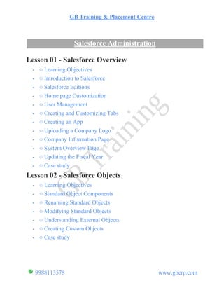 Salesforce admin course in_chandigarh_course_content | PDF