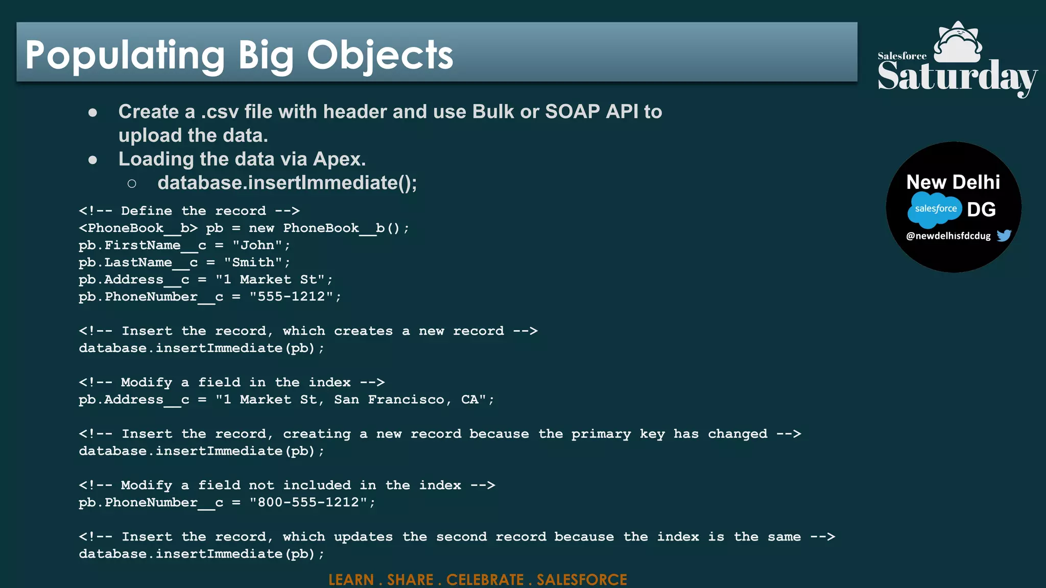 #SalesforceSaturday : Salesforce BIG Objects Explained | PDF