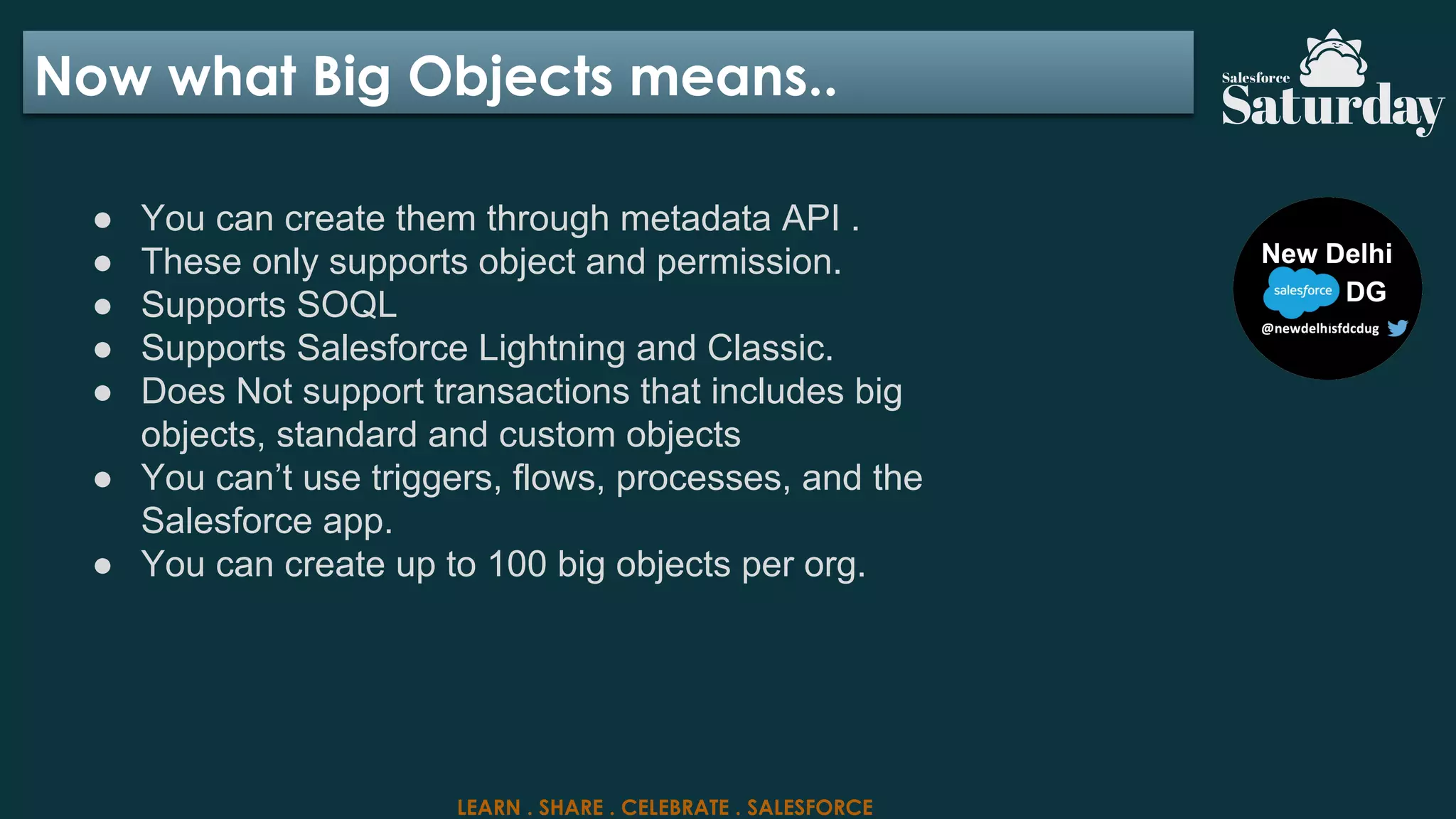 #SalesforceSaturday : Salesforce BIG Objects Explained | PDF