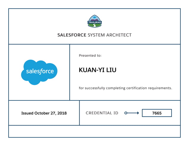 Salesforce Certified System Architect - KuanYi(Dennis) Liu | PDF
