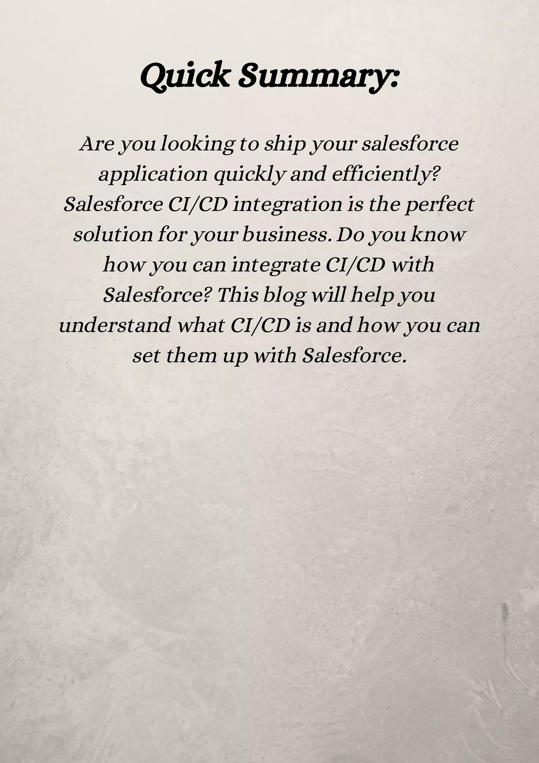 Salesforce cicd integration a quick guide | PDF