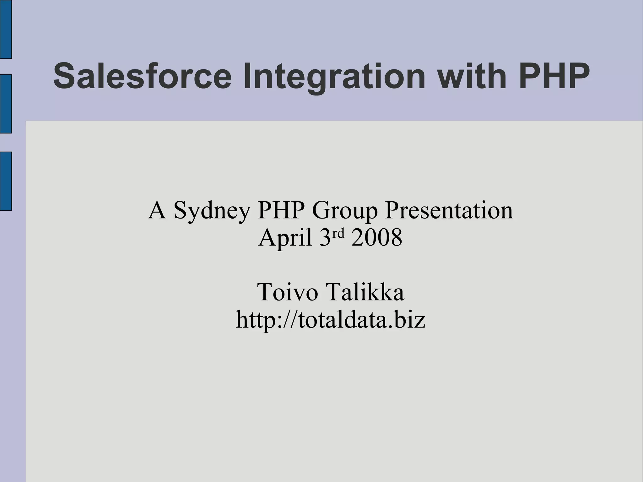 Salesforce Integration with PHP | PPT