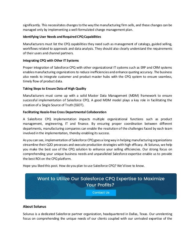 Salesforce CPQ – Enabling Manufacturers Sell More with Minimal Effort | PDF