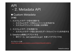 Salesforce DUG Japan Meetup#9（REST API, Metadata API etc） | PDF