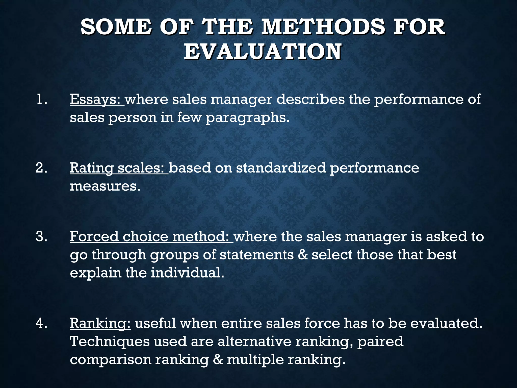 Sales force evaluation and control | PPT