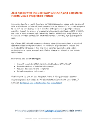 Salesforce Health Cloud and SAP S/4HANA Integration for Improved Experiences in Healthcare | PDF ...