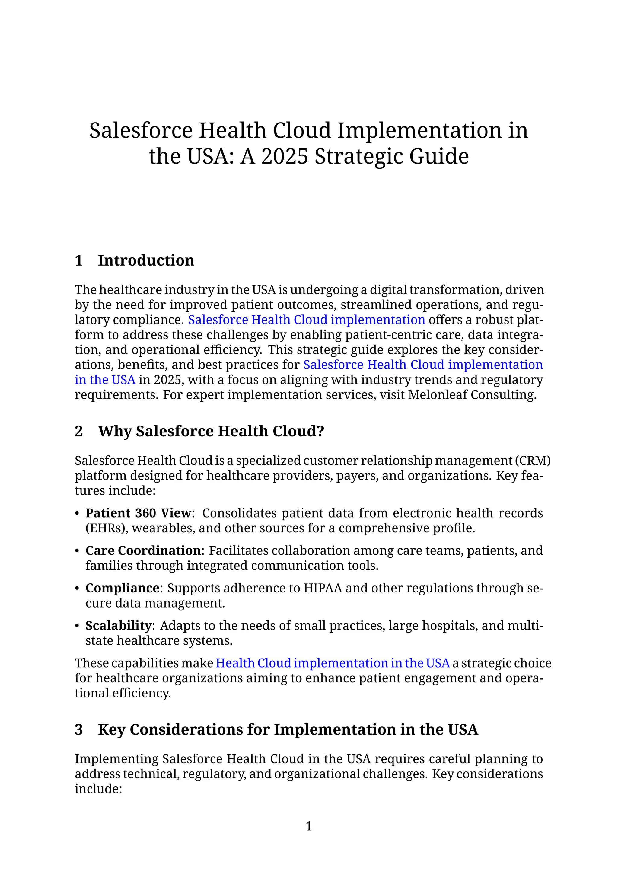 Salesforce Health Cloud Implementation in the USA: A 2025 Strategic Guide | PDF