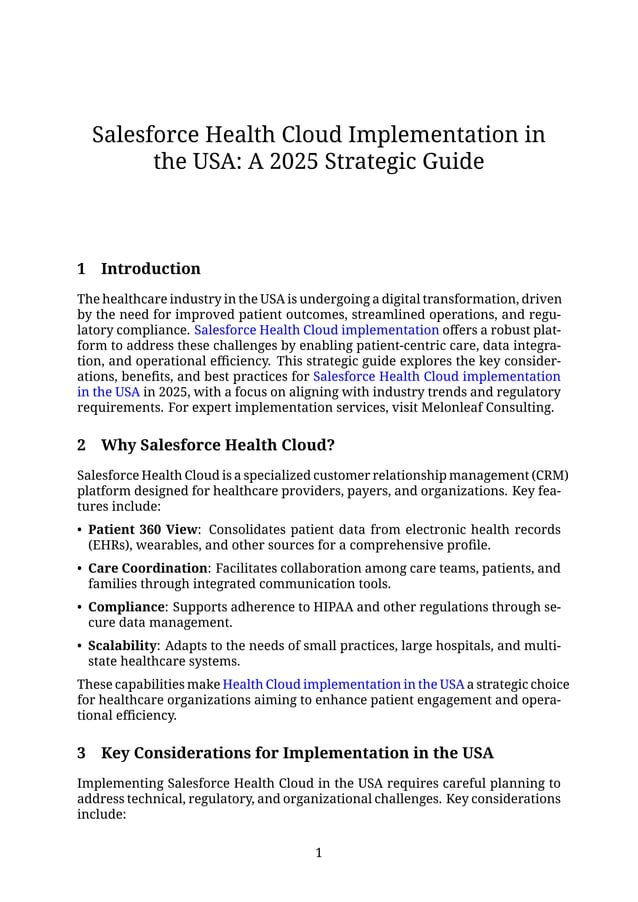Salesforce Health Cloud Implementation in the USA: A 2025 Strategic ...