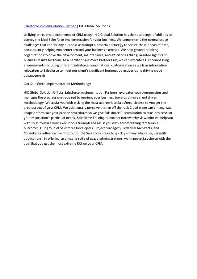 Salesforce Implementation Partner Hic Global Solutions