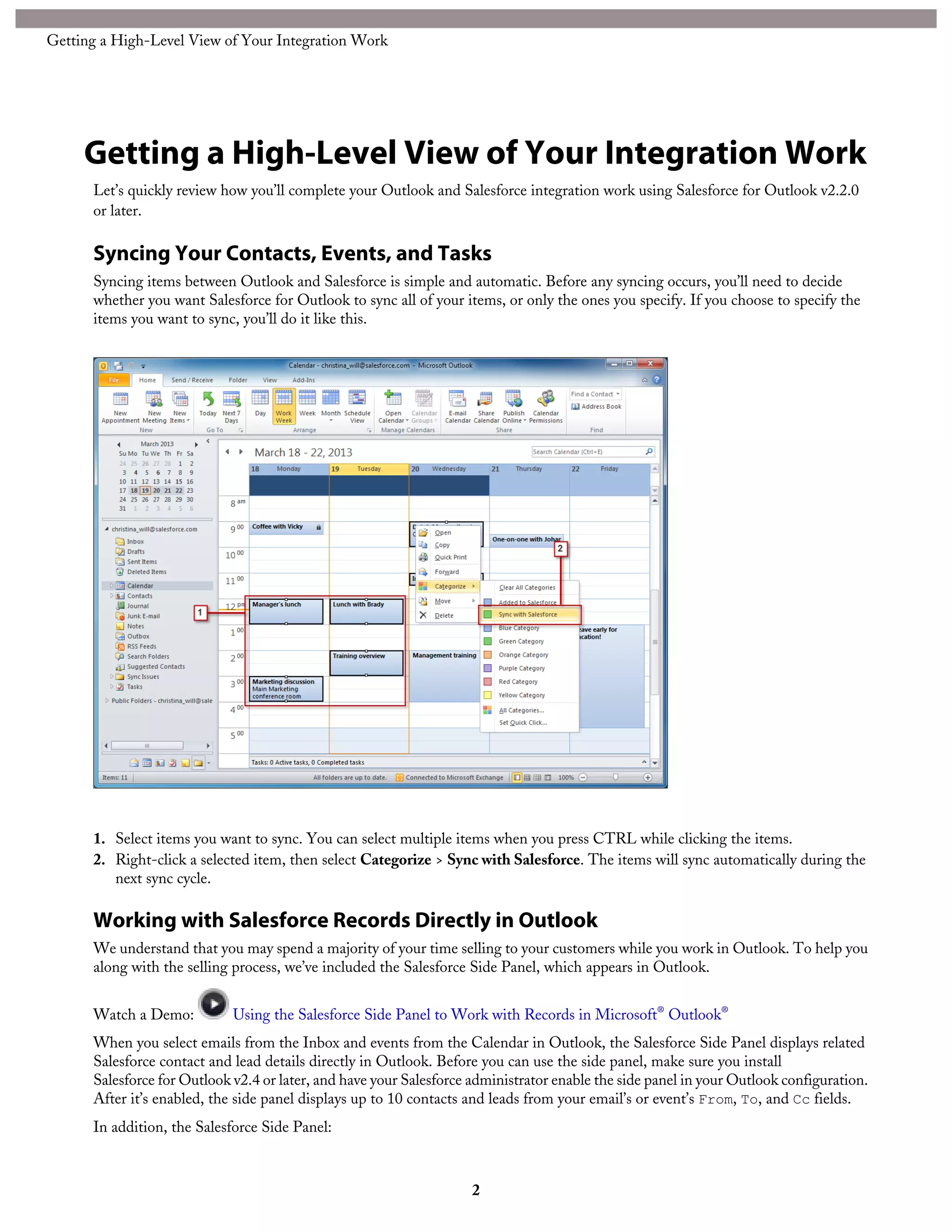 Salesforce Integration | Outlook Sync Guide | PDF